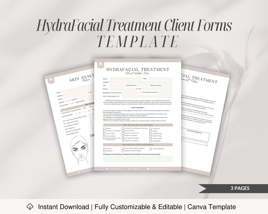 Editable Hydrafacial Consent Form,printable Hydradermabrasion ...
