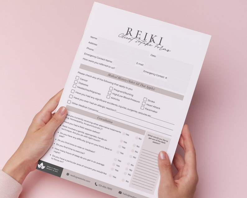 Editable Reiki Client Forms, Intake and Consent (canva Template) - Etsy