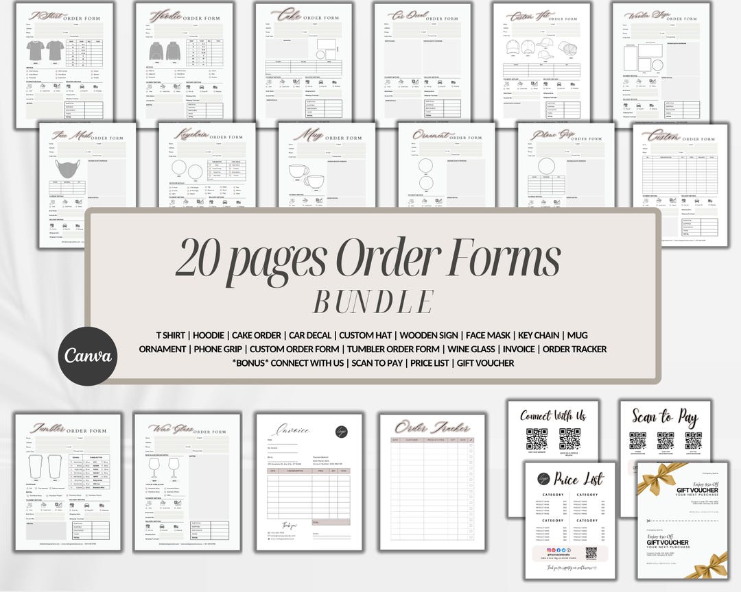 Order Forms Bundle,printable Small Business Forms,custom Order Forms ...