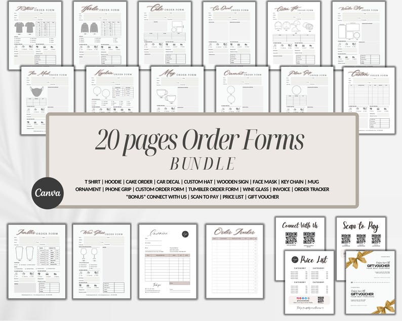 Printable Order Forms Bundle, Small Business Templates (canva Editable ...