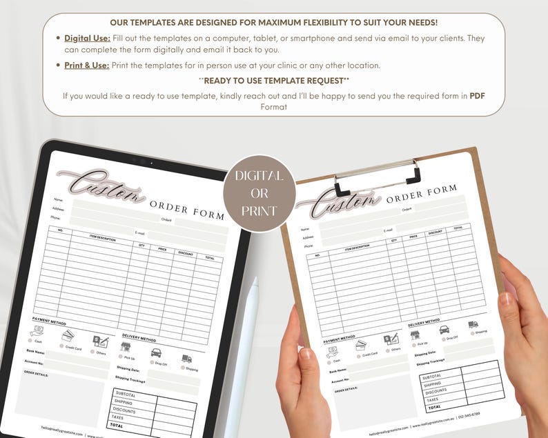 Printable Order Forms Bundle, Small Business Templates (canva Editable ...