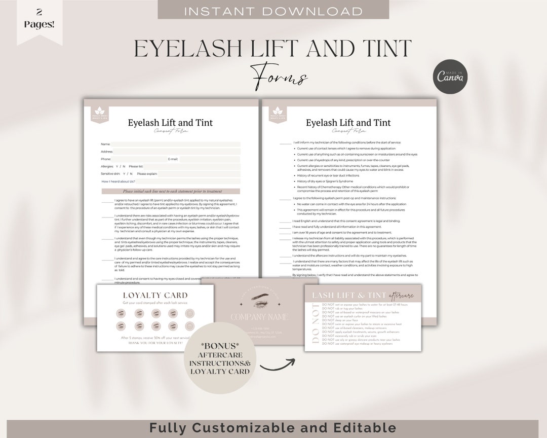 Editable Lash Lift and Tint Consent Forms,lash Lift and Tint Forms ...
