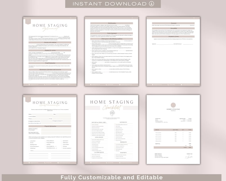 Home Staging Contract Template, Editable Forms (canva) - Etsy