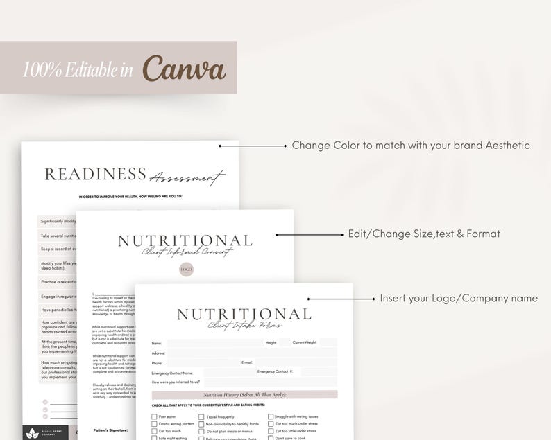 Nutritionist Consultation Forms,nutritionist Client Intake Form,health ...