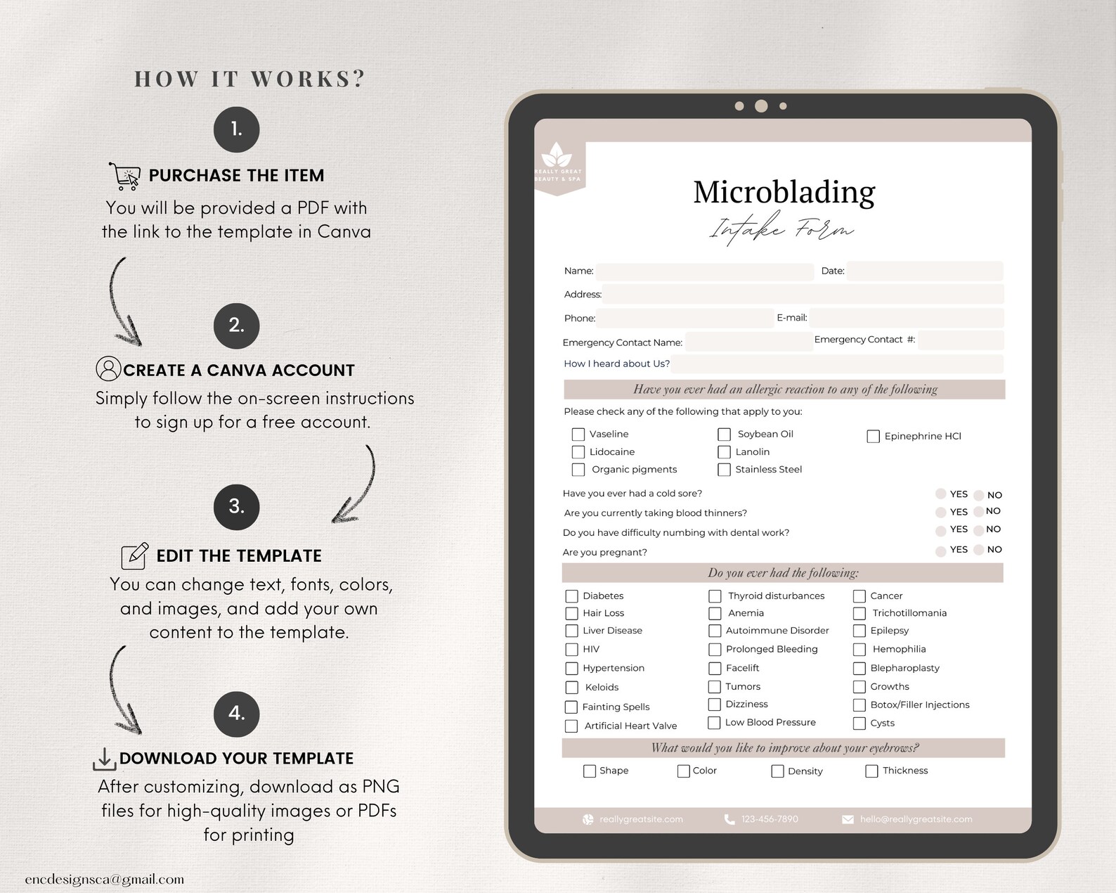 Microblading Client Forms: Intake & Consent (CANVA Template) - Etsy