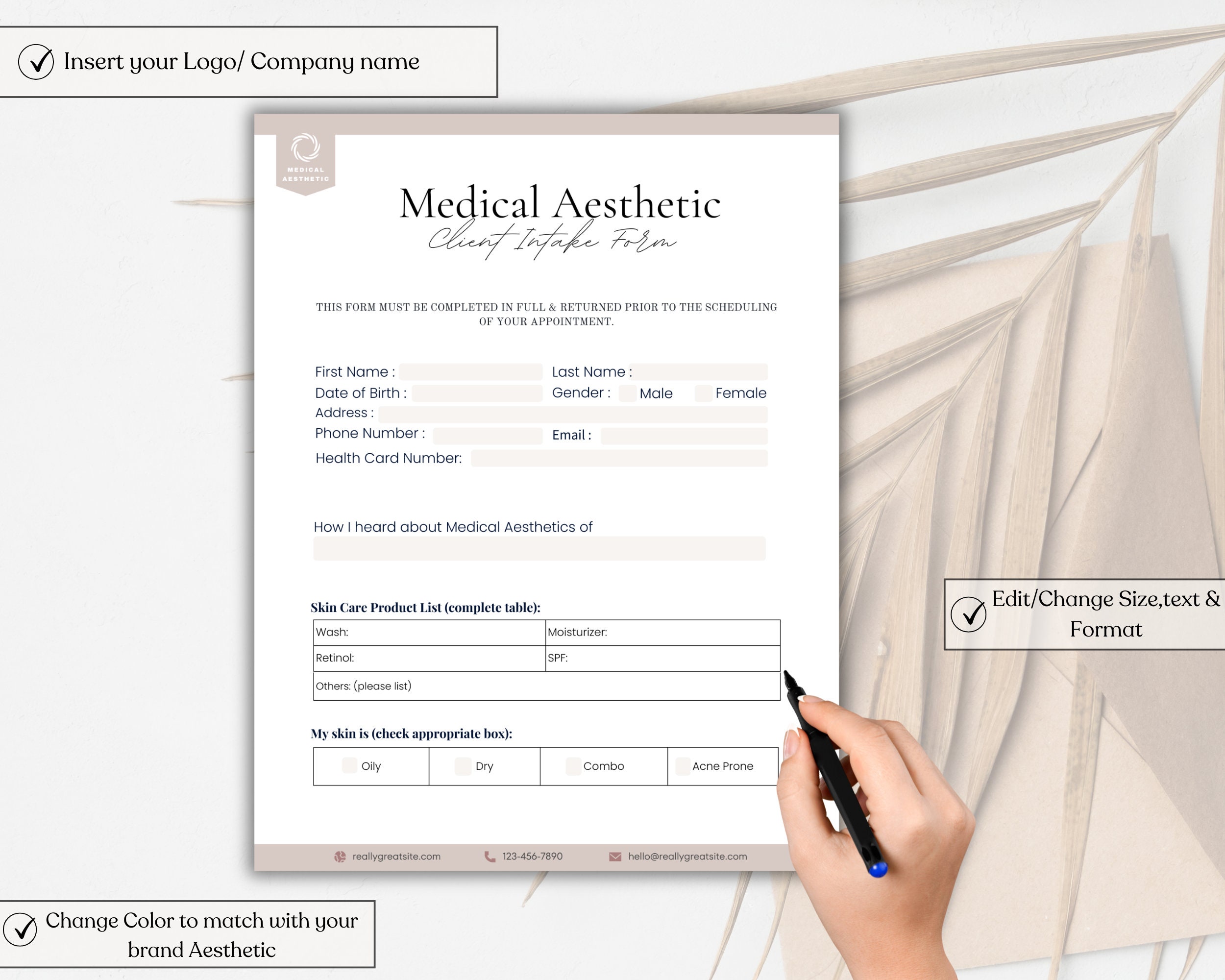 Medical Aesthetic Client Intake Form,client Intake Form,medical Intake ...