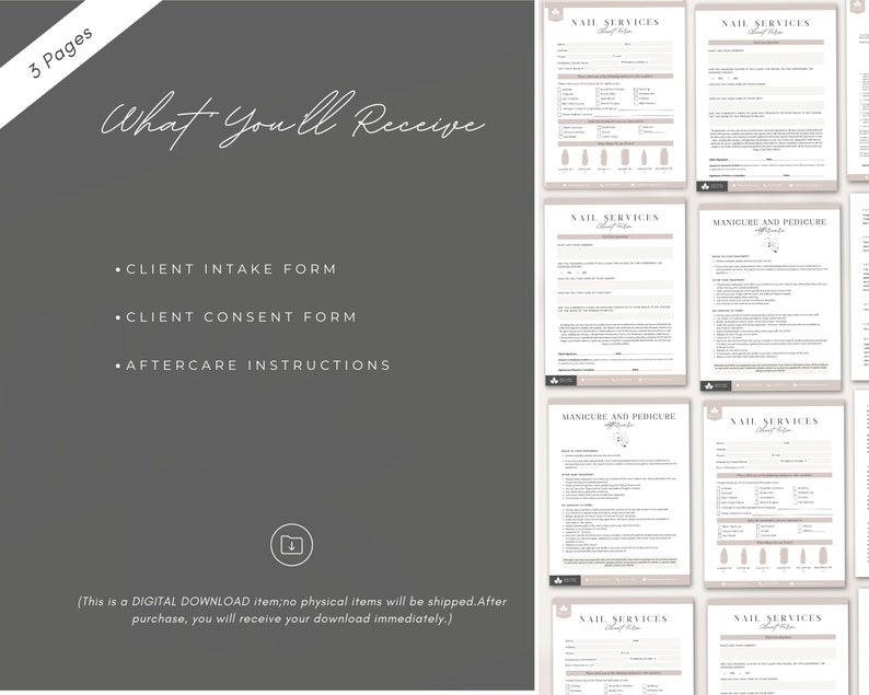 Nail Salon Client Intake Form,nail Technician Consultation Forms,nail ...