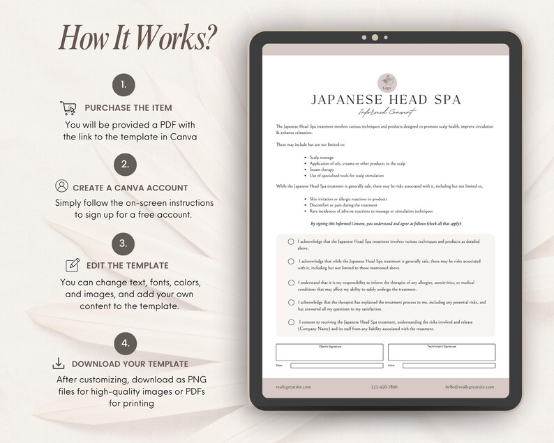 Editable Japanese Head Spa Forms Bundle (digital Download) - Etsy
