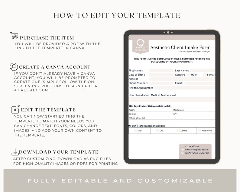 Medical Aesthetic Client Intake Form,client Intake Form,medical Intake ...