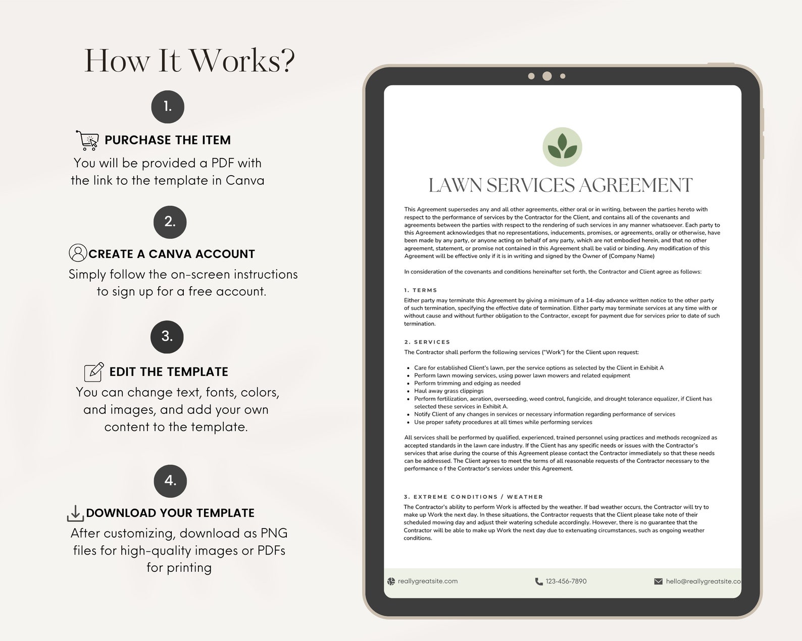 Lawn Care Service Forms Template, Editable Agreement, Intake, Invoice ...