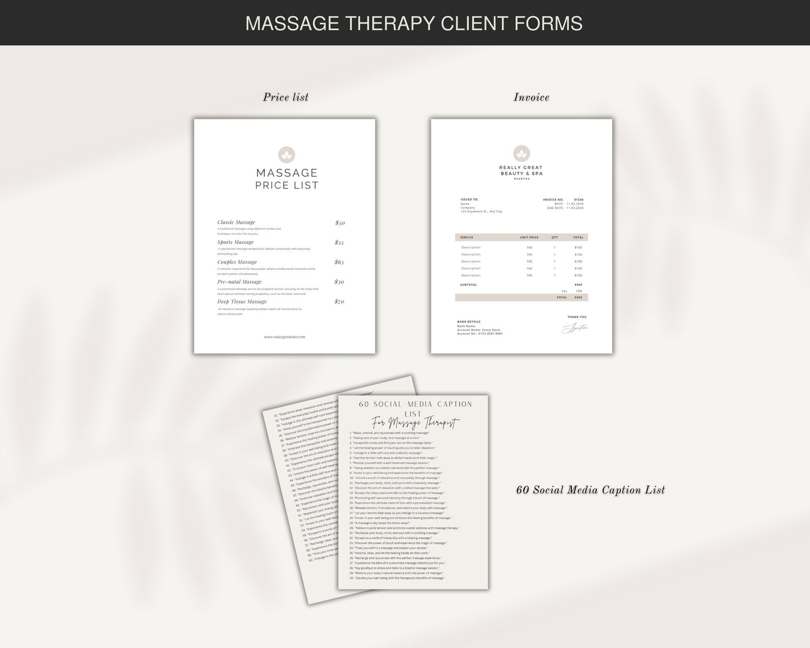 Massage Therapist Forms,editable Massage Therapist Forms Bundle,massage ...