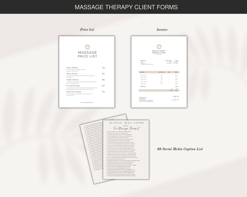 Editable Massage Therapist Forms Bundle, Spa SOAP Notes (digital ...