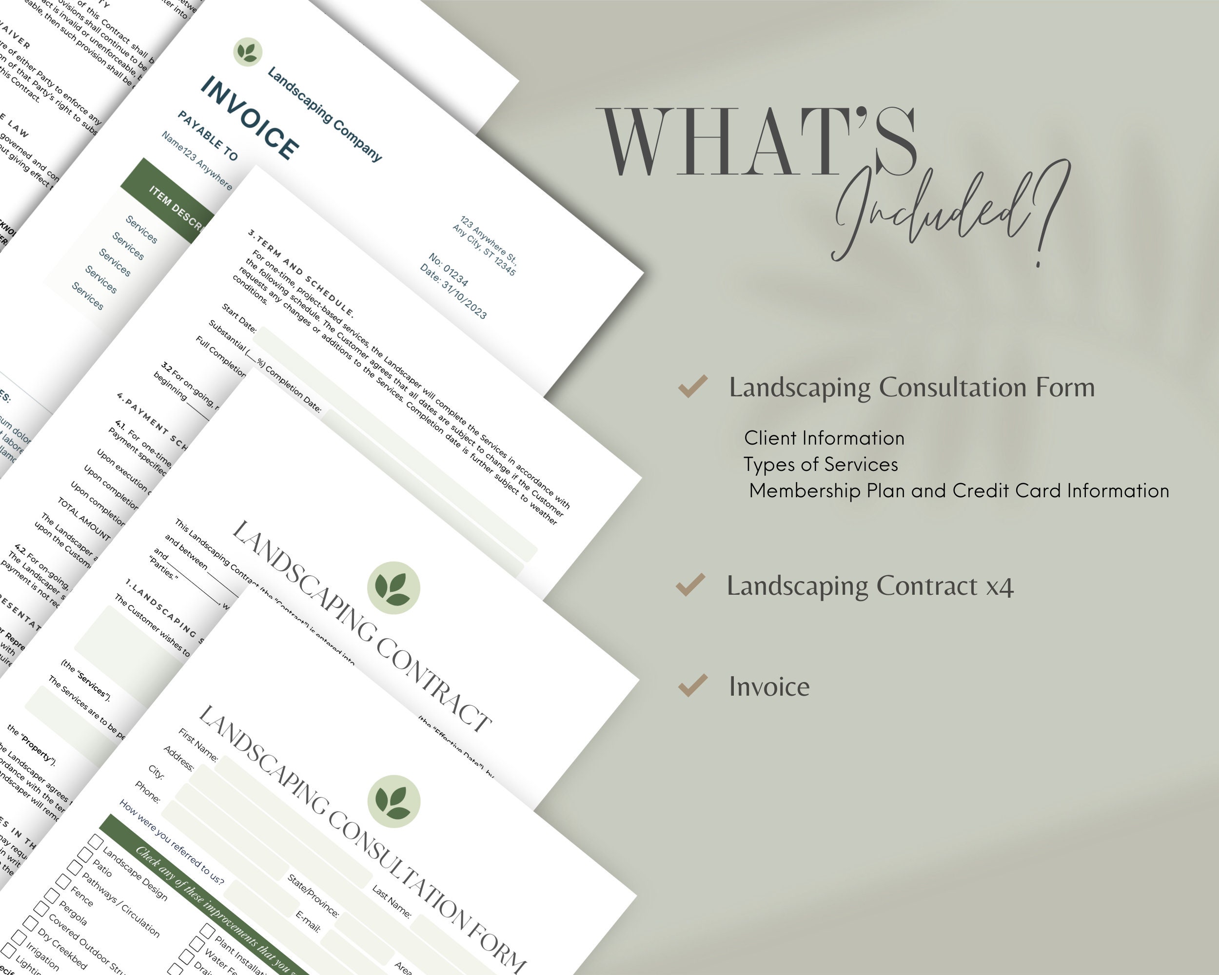 Landscaping Service Client Forms Bundle,landscaping Service Agreement ...