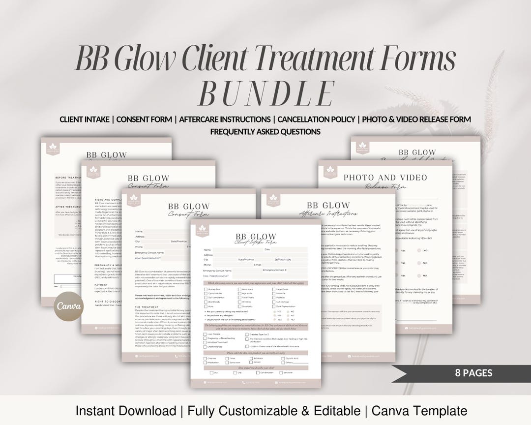 BB Glow Consultation Forms Bundle, Editable Esthetician Forms (digital ...