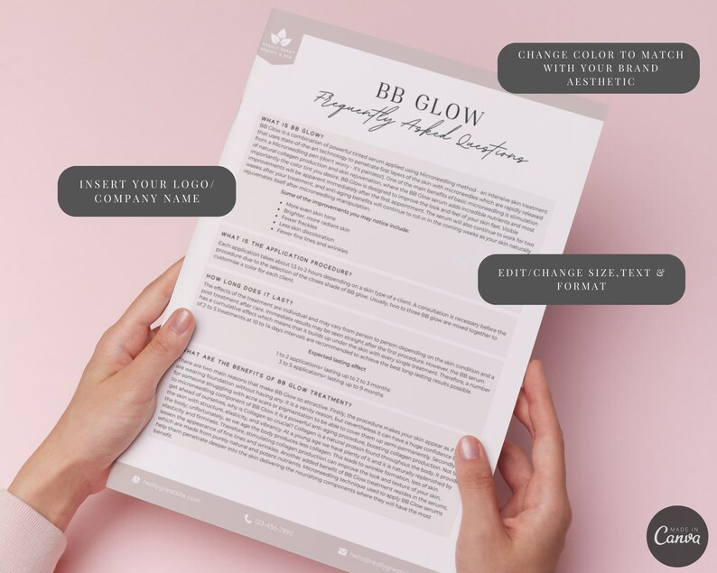 Editable BB Glow Consent Form,medspa,bbglow Aftercare Instructions ...