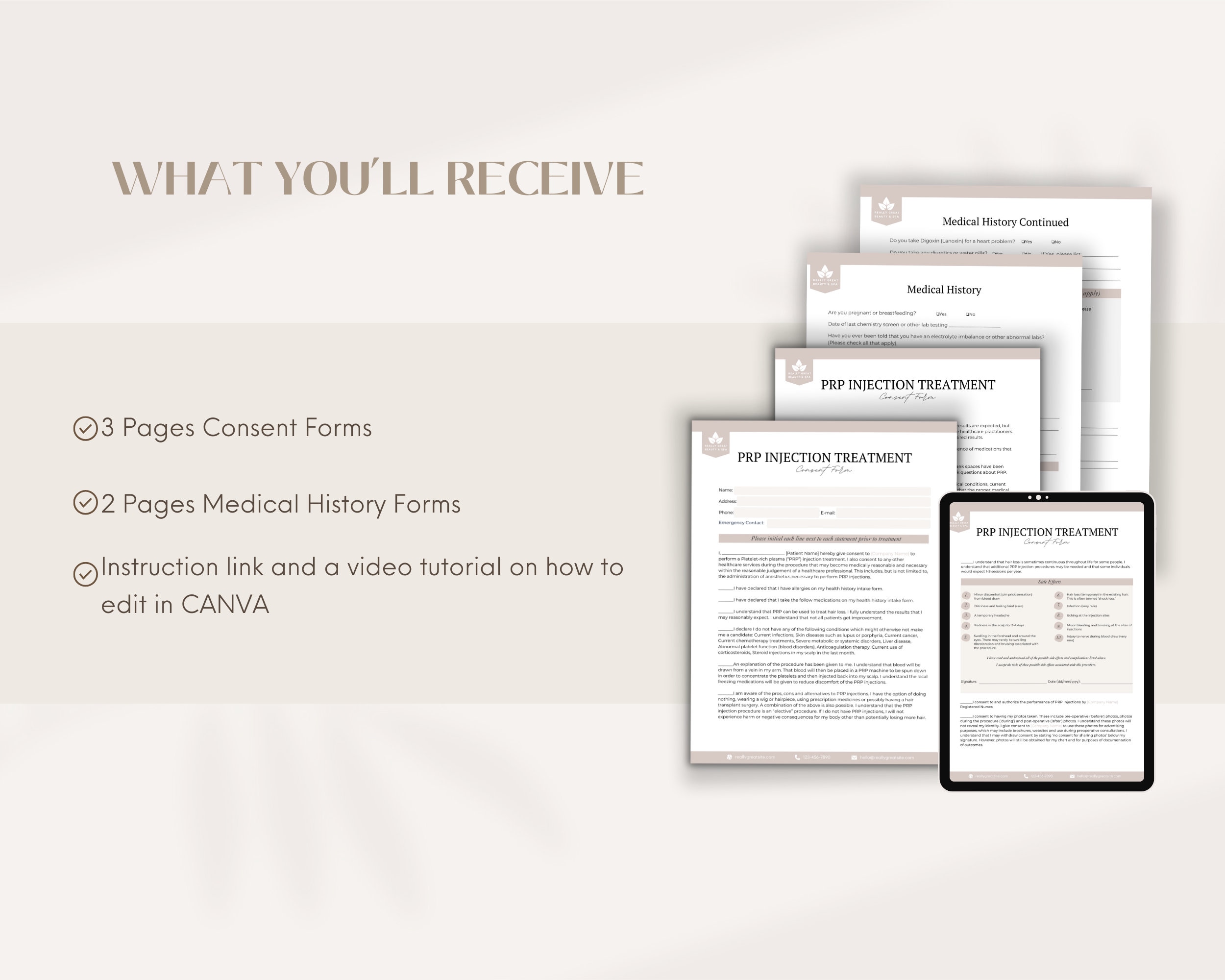 PRP Platelet Rich Plasma Consent, Treatment, and Consultation Forms ...