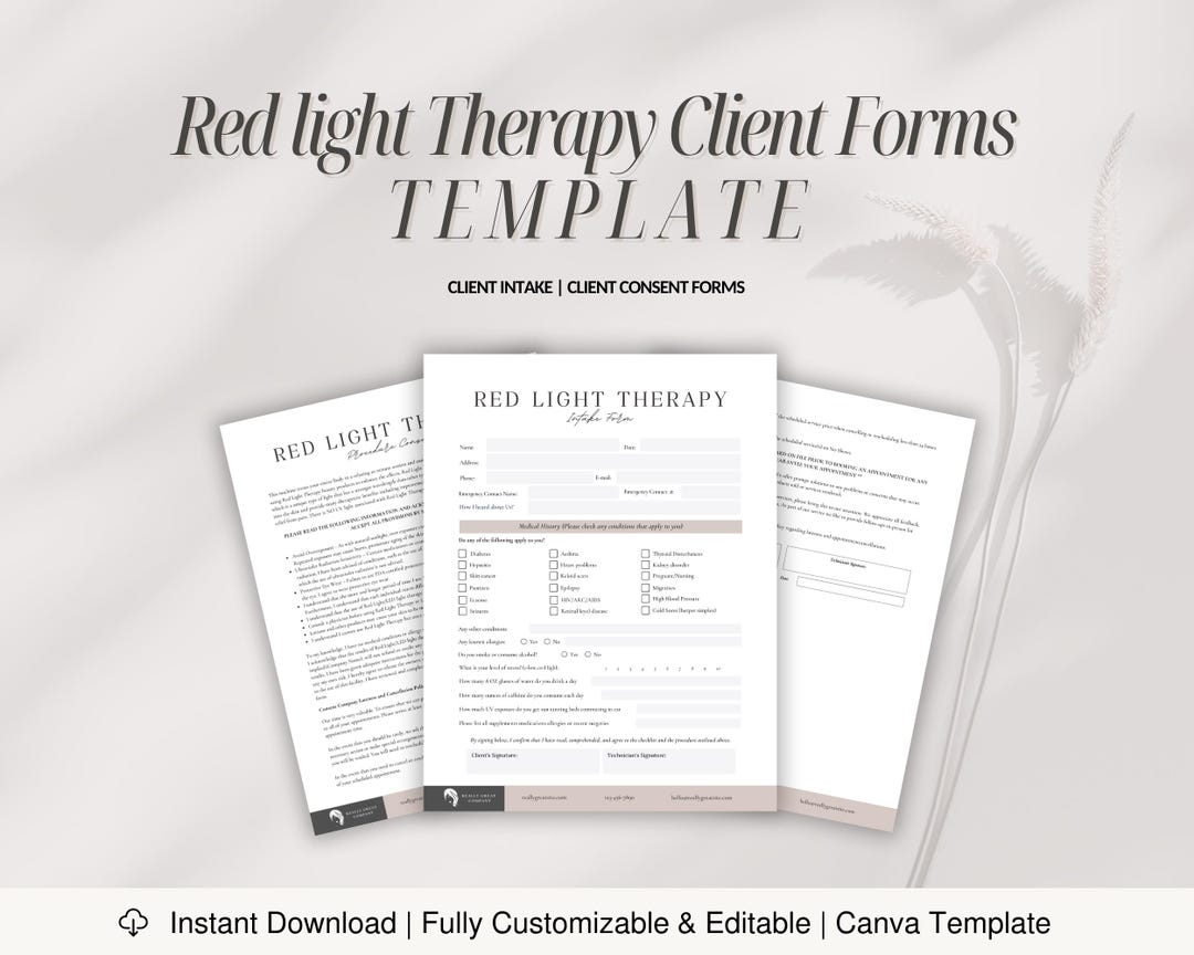 Red Light Therapy Client Consent Form,editable Red Light Therapy ...