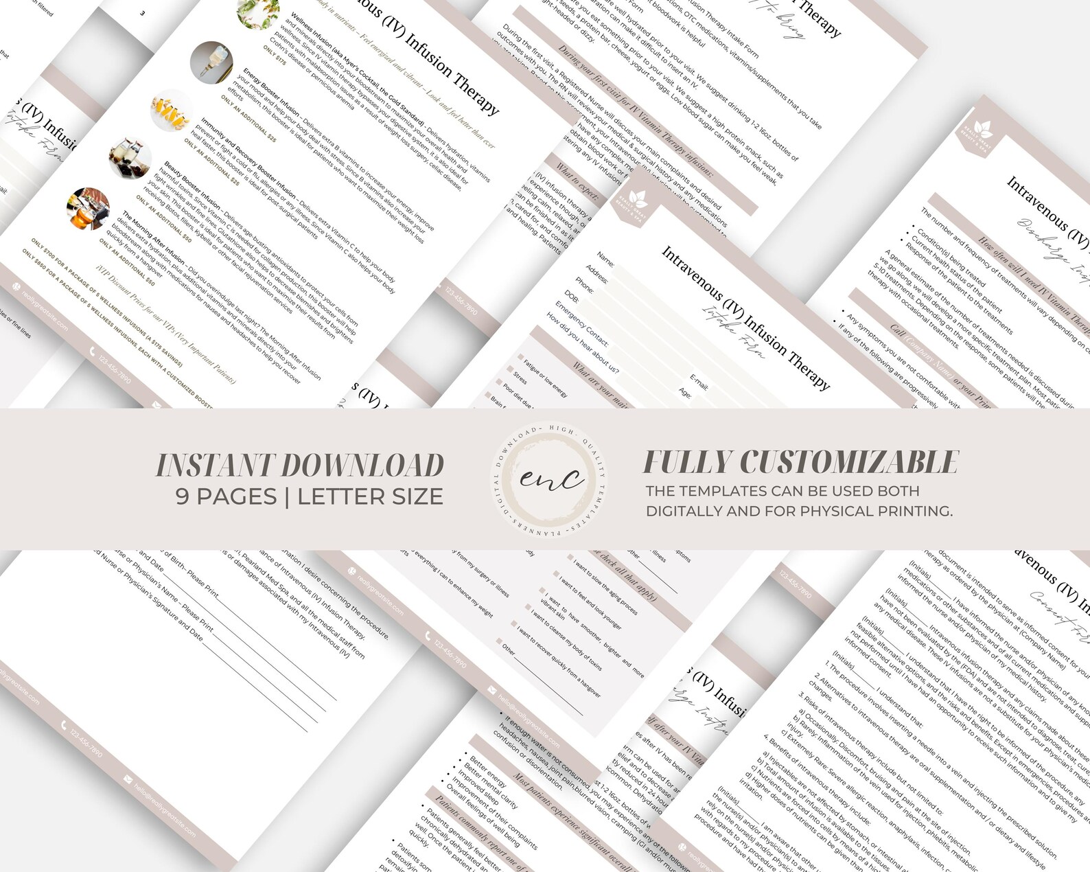 IV Hydration Therapy Forms Bundle: Client Consultation CANVA Template ...