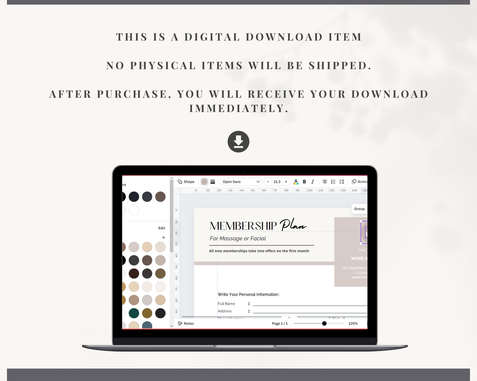 Editable Spa Membership Template, Membership Plan for Massage, Pre-made ...