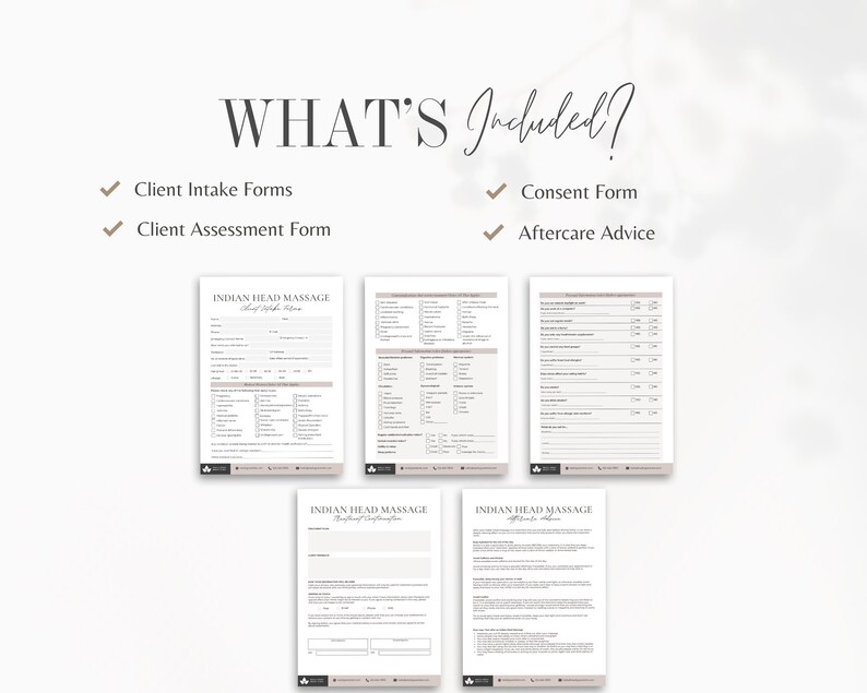 Indian Head Massage Client Forms Bundle (editable Canva Template) - Etsy