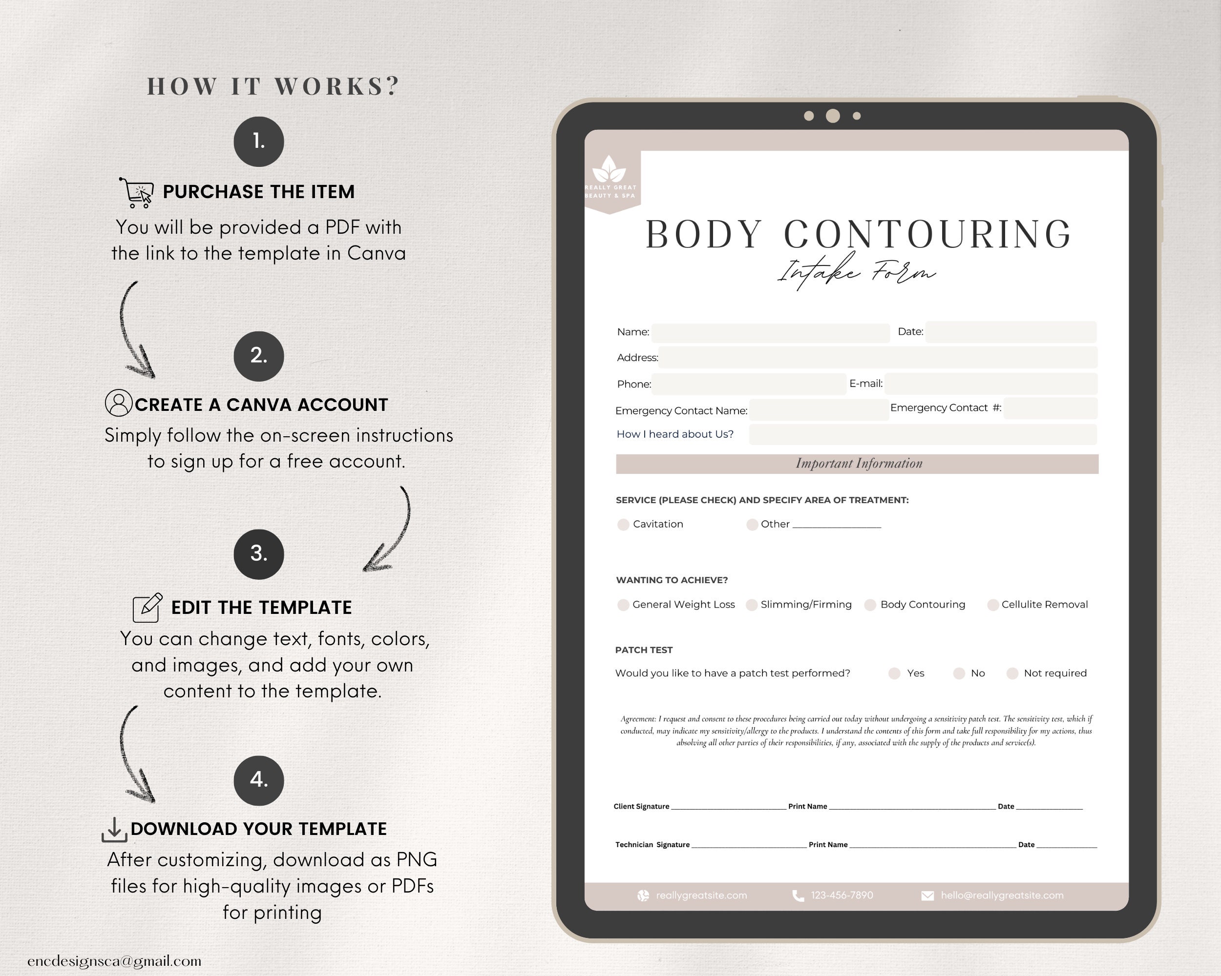 Body Contouring Forms,editable Body Contouring Intake Forms,body ...
