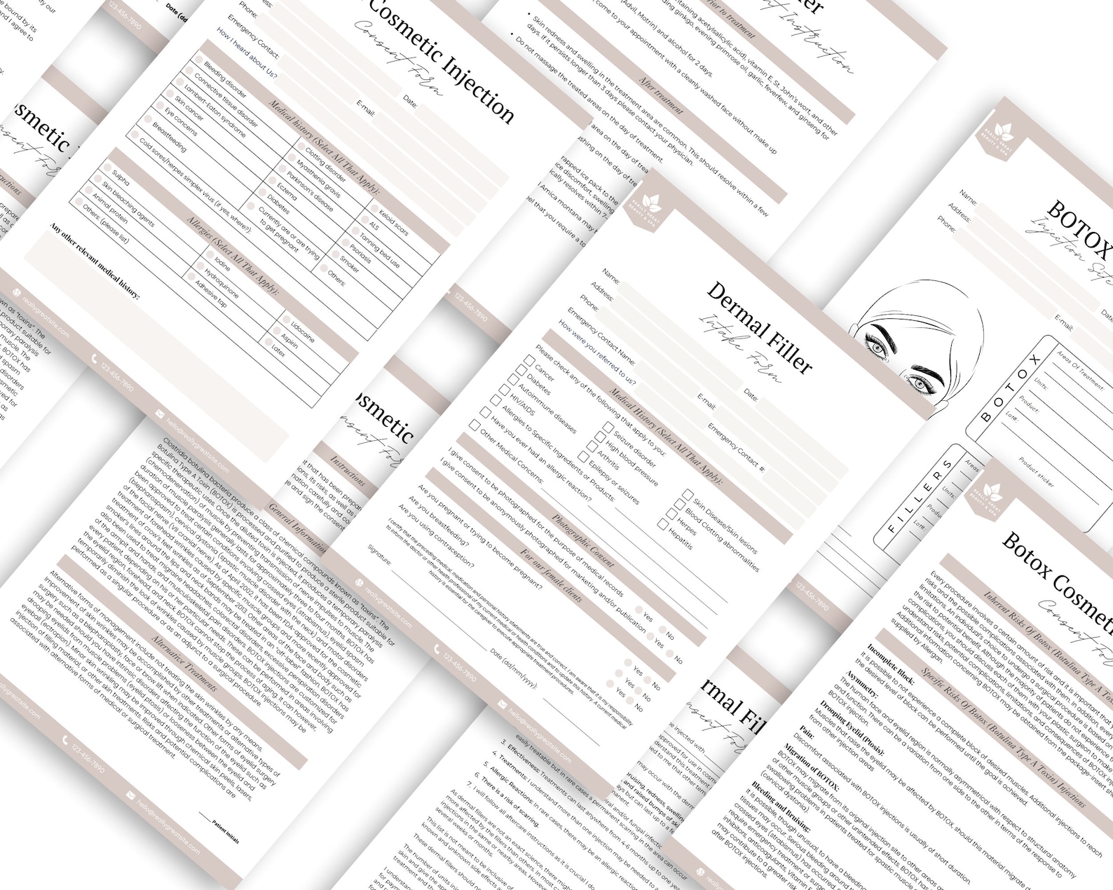 Editable Botox and Dermal Filler Forms, Medspa Templates (canva ...