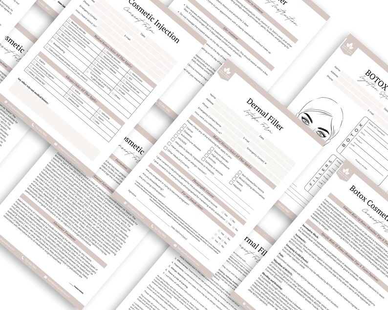 Editable Botox and Dermal Filler Forms, Medspa Templates (canva ...