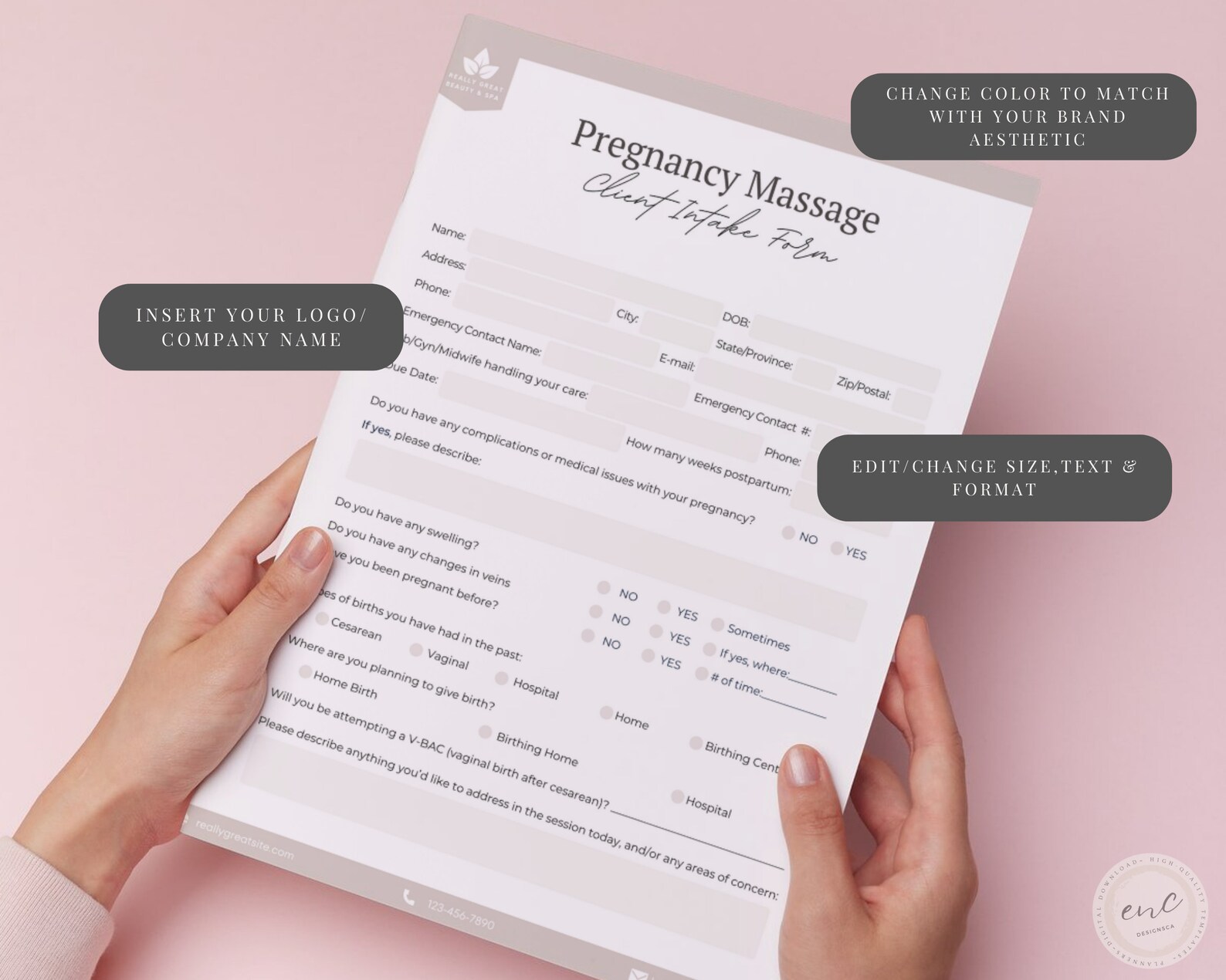 Prenatal Massage Consultation Forms, Editable Intake Template (canva ...