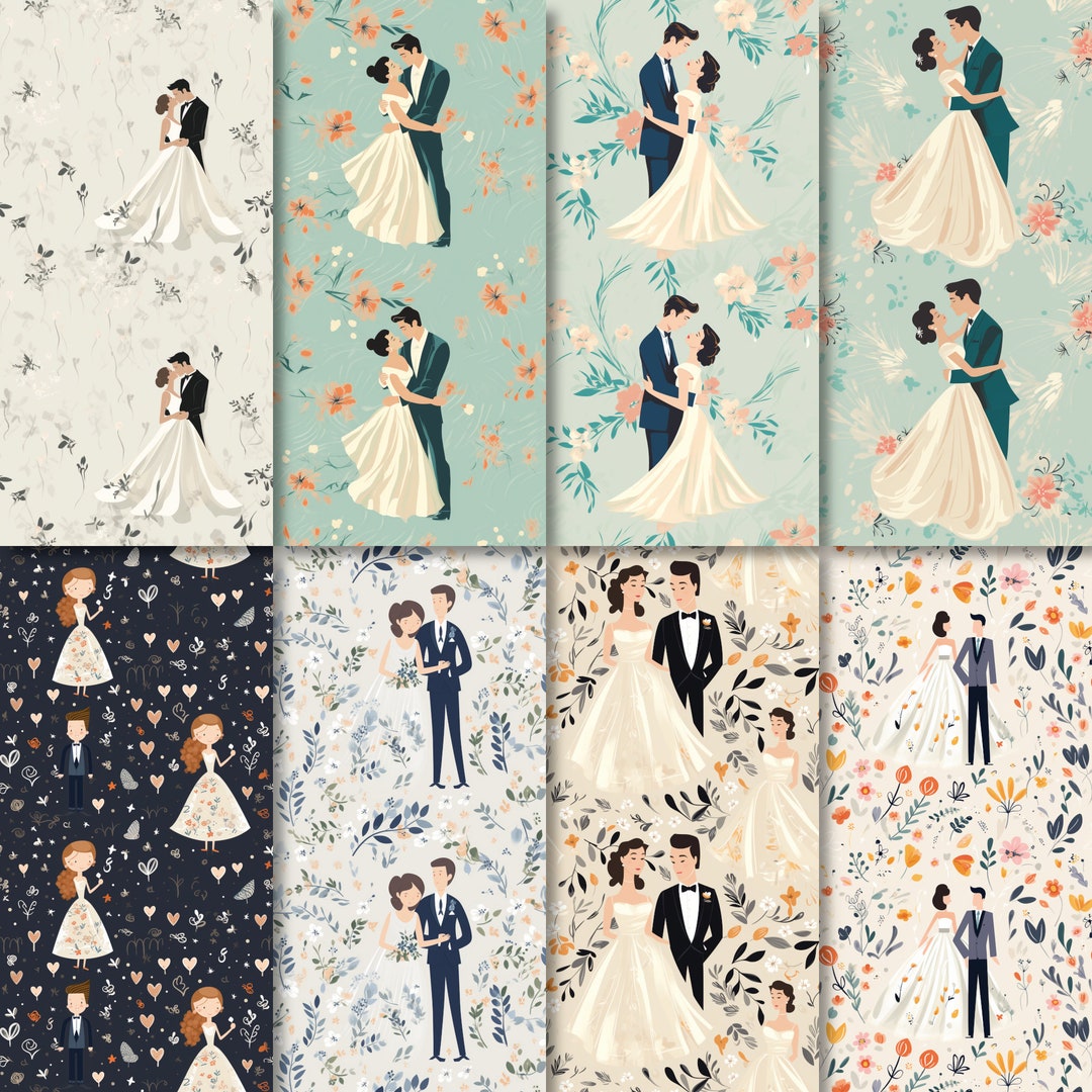 Eternal Love - 10 Romantic Wedding Seamless Patterns - Etsy