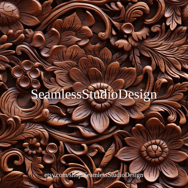 Woodland Treasures 10 Intricate Wood Carving Seamless Patterns - Etsy