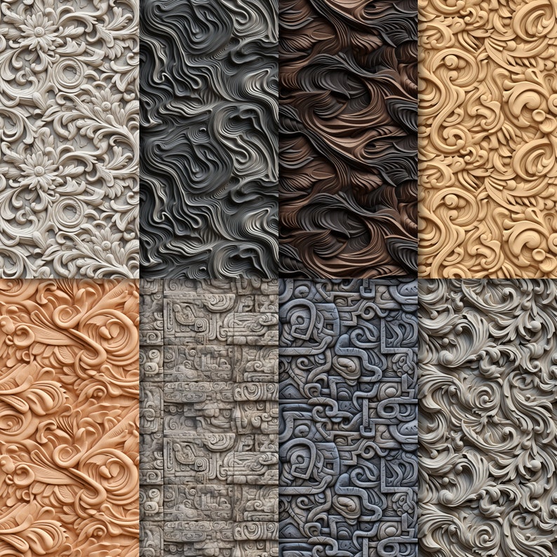 Stone Sculptures - 10 Exquisite Stone Carving Seamless Patterns - Etsy