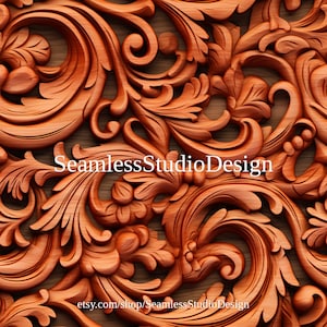 Woodland Treasures - 10 Intricate Wood Carving Seamless Patterns - Etsy