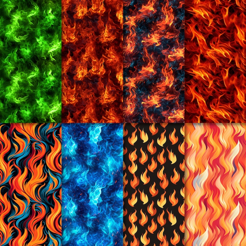 Flame and Fire Pattern Collection - 10 Fiery Seamless Patterns - Etsy