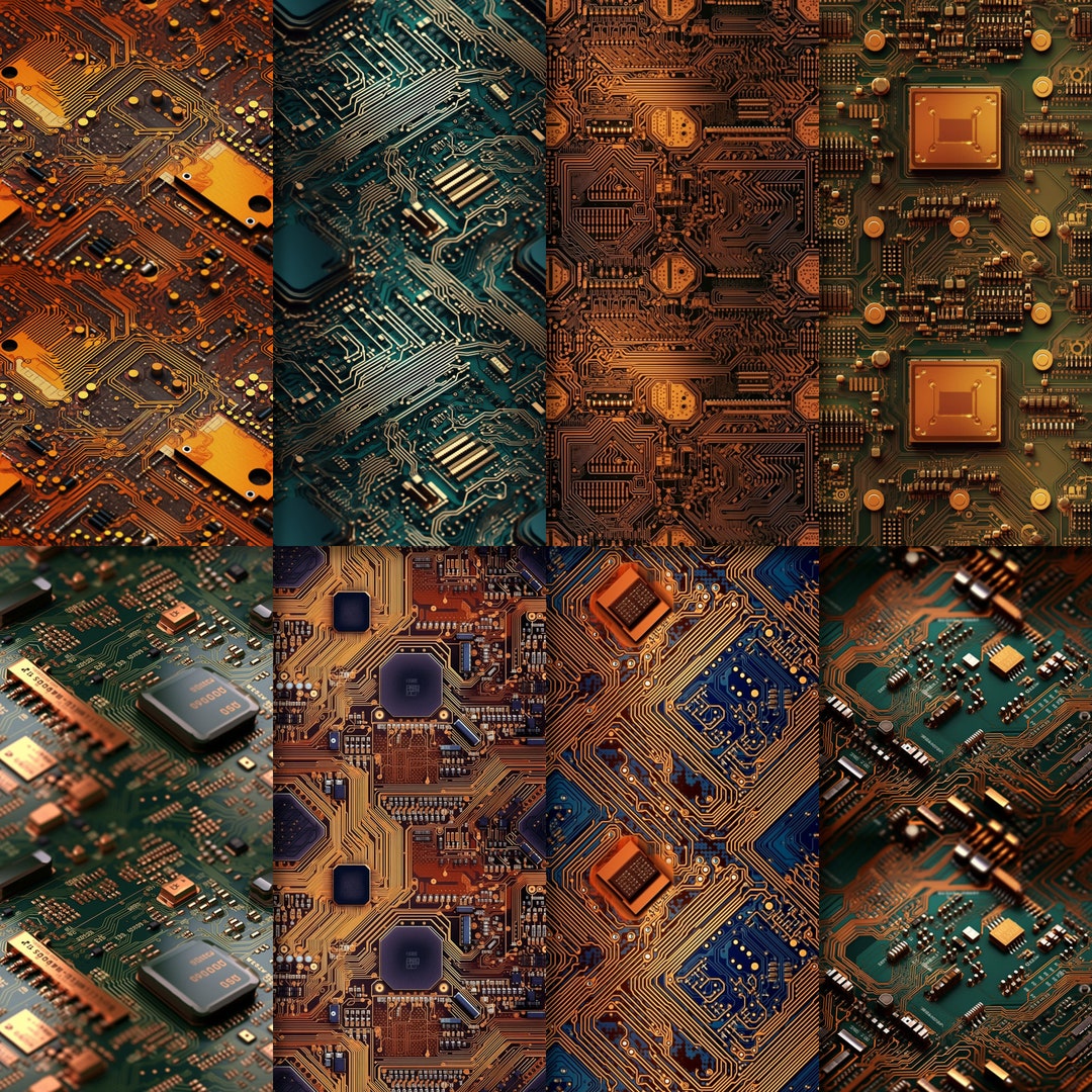 Tech Circuitry - 10 Intricate PCB Seamless Patterns - Computer Circuit ...
