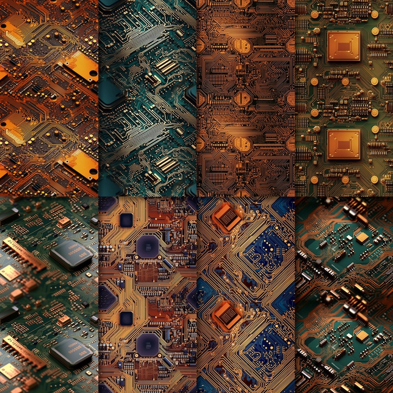 Tech Circuitry 10 Intricate PCB Seamless Patterns Computer Circuit ...