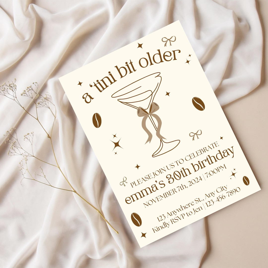 Editable A 'tini Bit Older 30th Birthday Invitation | Printable Digital ...