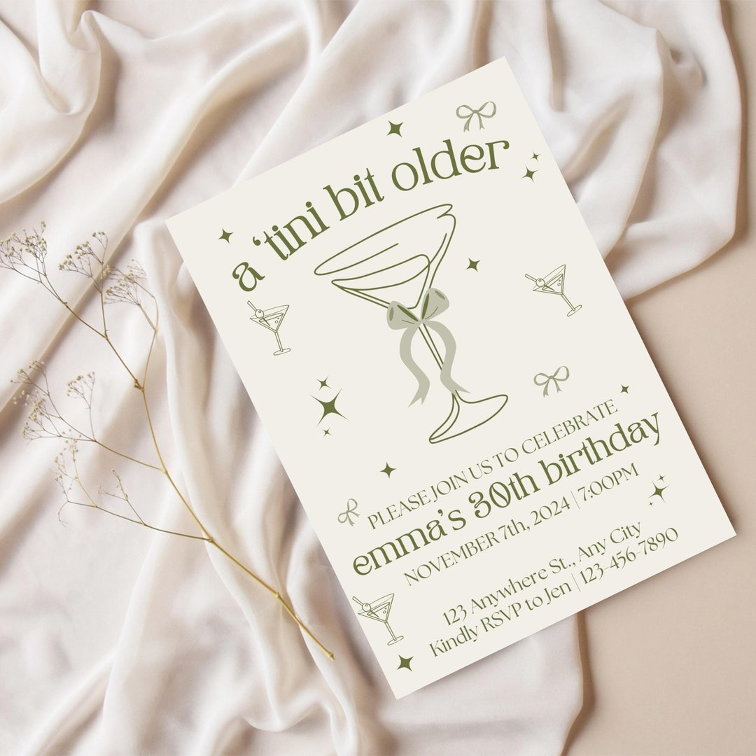 Editable A 'tini Bit Older 30th Birthday Invitation | Printable Digital ...