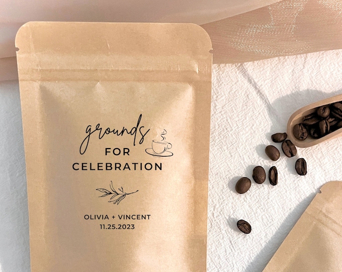 Personalized Coffee Favor Bags Grounds for Celebration Wedding Coffee ...