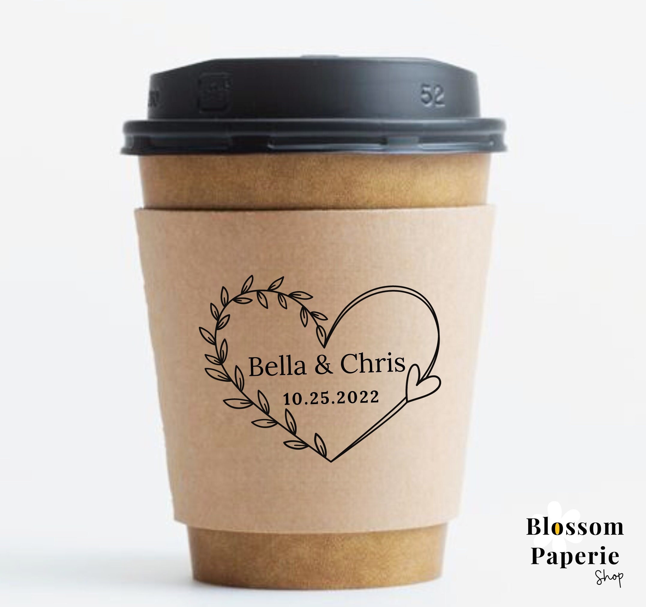 Custom Monogram Paper Cup Sleeves Personalized Coffee Cup Sleeves Wedding Coffee Bar Disposable Wedding Coffee Cup Custom Sleeves Recyclable Etsy