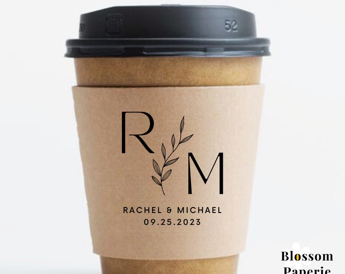 Personalized Paper Coffee Cups Sleeves Wedding Coffee Bar Coffee ...
