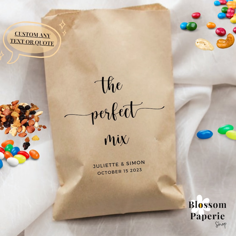 The Perfect Mix Bags Wedding Trail Mix Favor Bags Personalized - Etsy