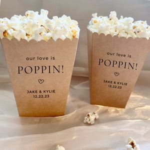 Custom Popcorn Cup Wedding Favor Popcorn Party Box Our Love is Poppin ...