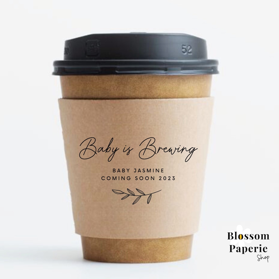 Personalized Baby Shower Coffee Sleeves Baby is Brewing Custom Coffee ...