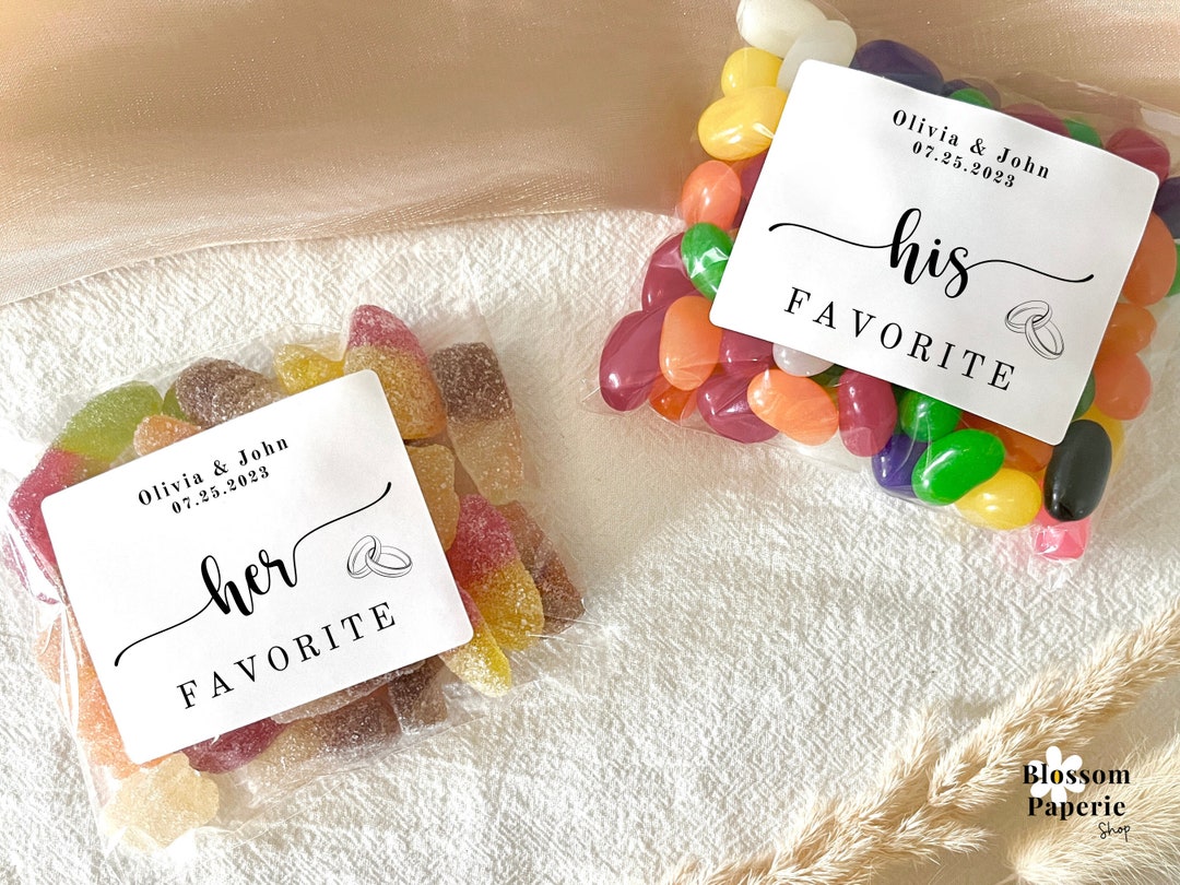 His and Her Favorite Favors Bags Wedding Favor Bags Candy Bar Treat ...