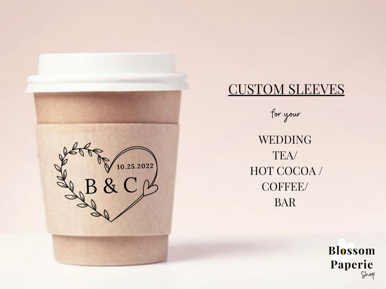 Custom Monogram Paper Cup Sleeves Personalized Coffee Cup - Etsy