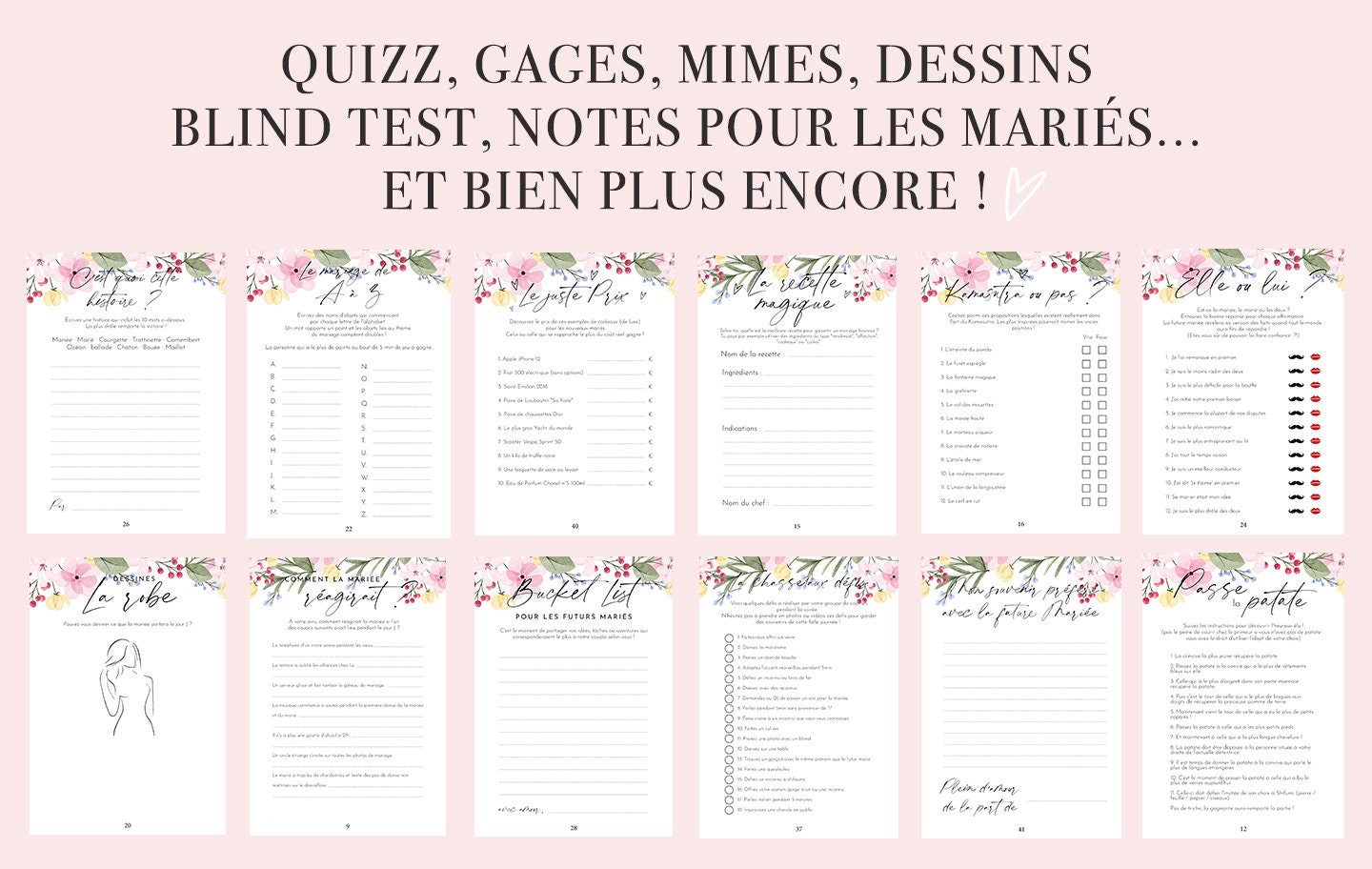 Jeux Evjf à Imprimer Pack De 60 Jeux Enterrement De Vie De Jeune Fille