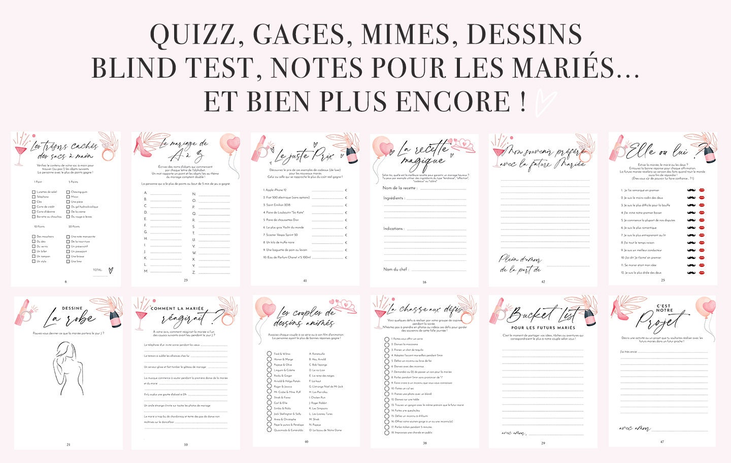 Jeux EVJF à imprimer - Pack de 60 Jeux Enterrement de vie de jeune ...