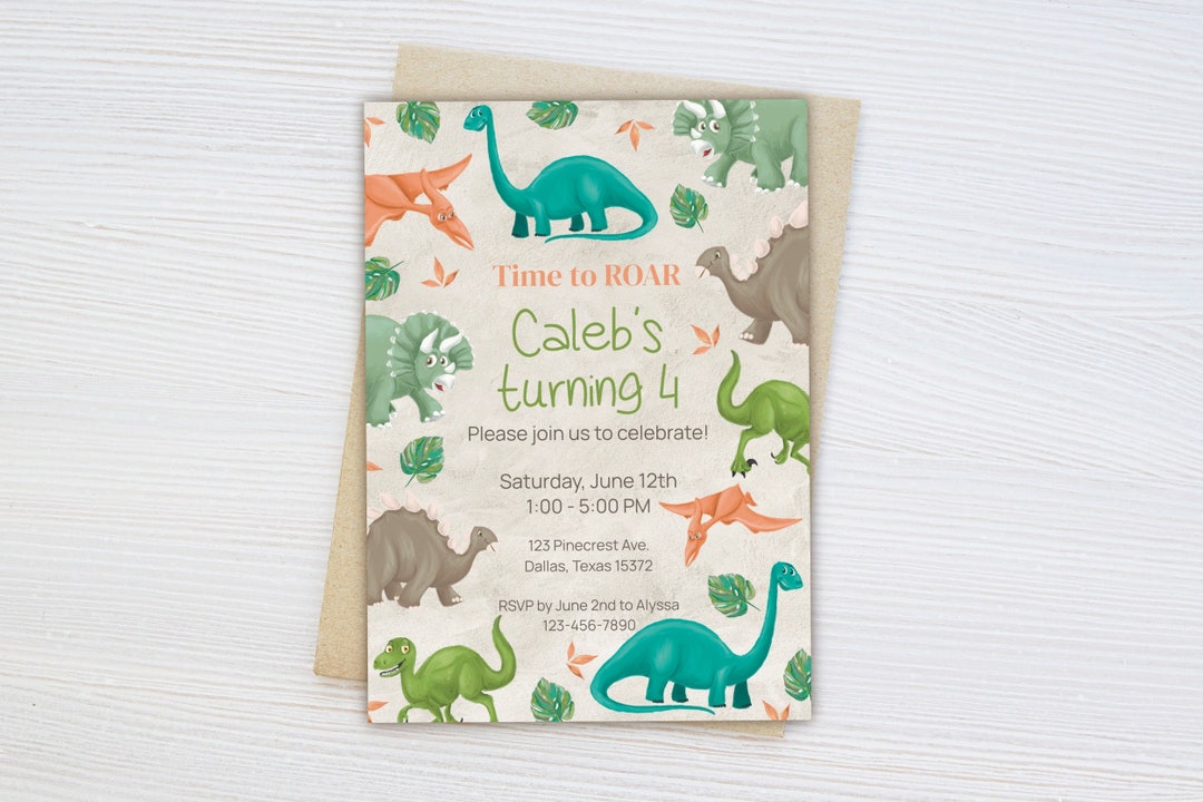 Dinosaur Birthday Party Invite, Dinosaur Theme, Boys Birthday ...