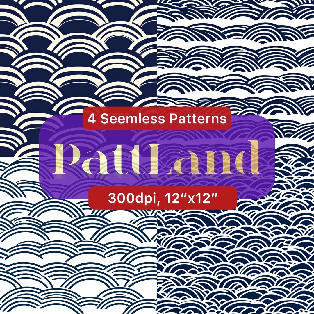 Japanese Wave Pattern, Traditional Seigaiha Design | Digital Repeat ...