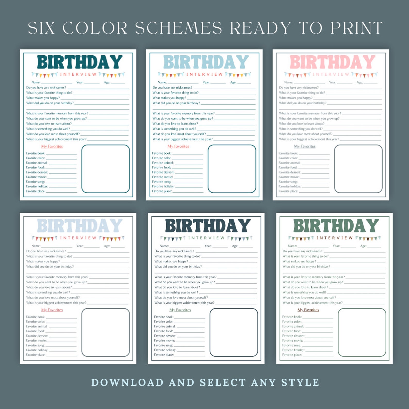 Birthday Interview - Yearly Keepsake for Kids - Scrapbook Page - Etsy